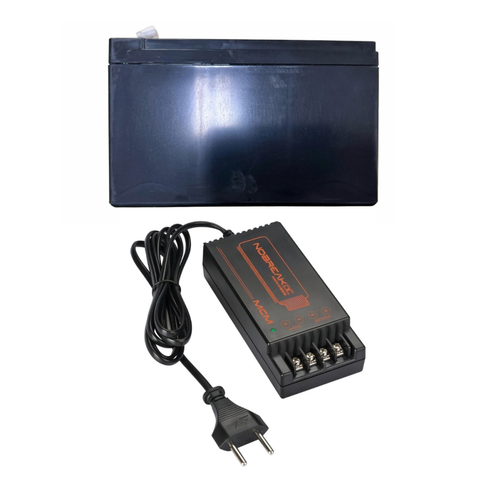 FONTE NOBREAK 12V 5A + BATERIA PARA ALARME 12V 7A